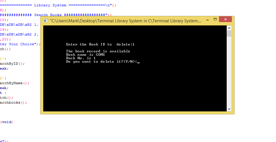 Terminal Library System in C with Source Code | SourceCodester